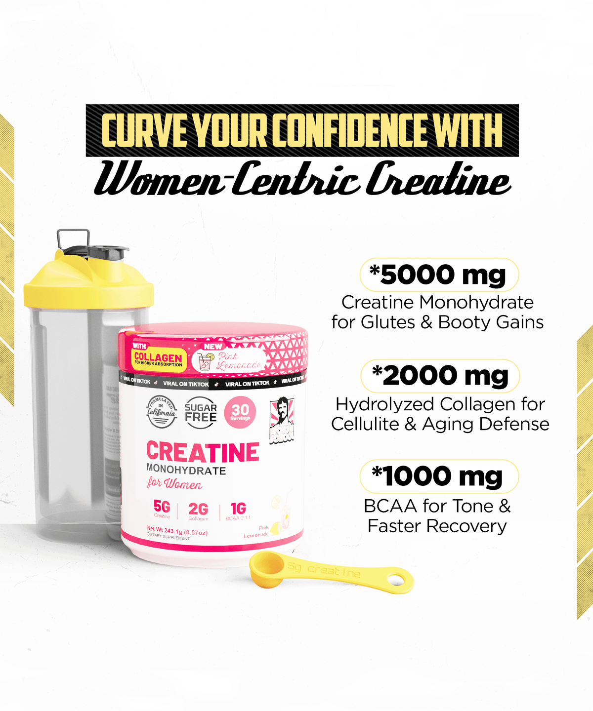 Creatine Monohydrate for Women with Collagen & BCAA | Old School Labs™