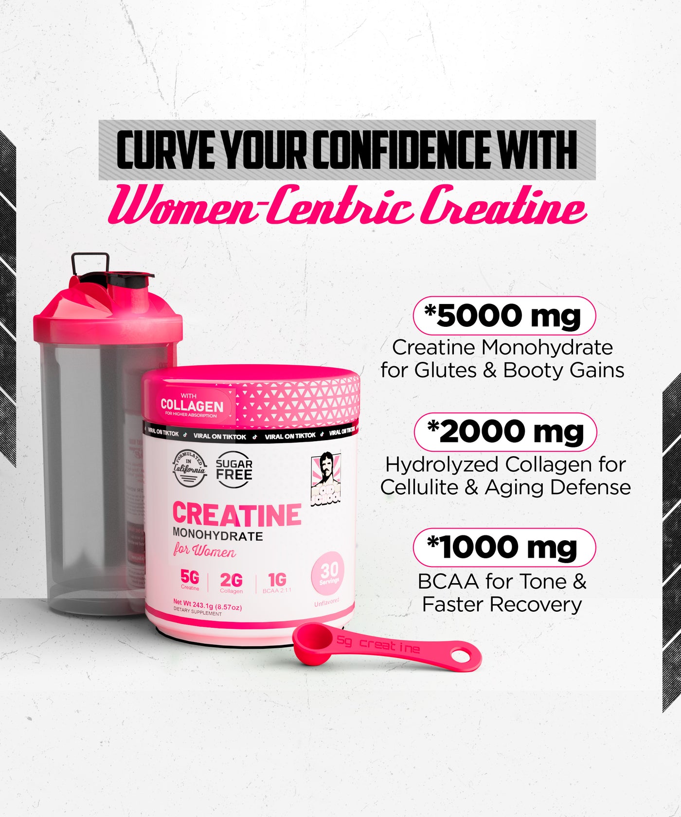 Creatine Monohydrate for Women with Collagen & BCAA | Old School Labs™