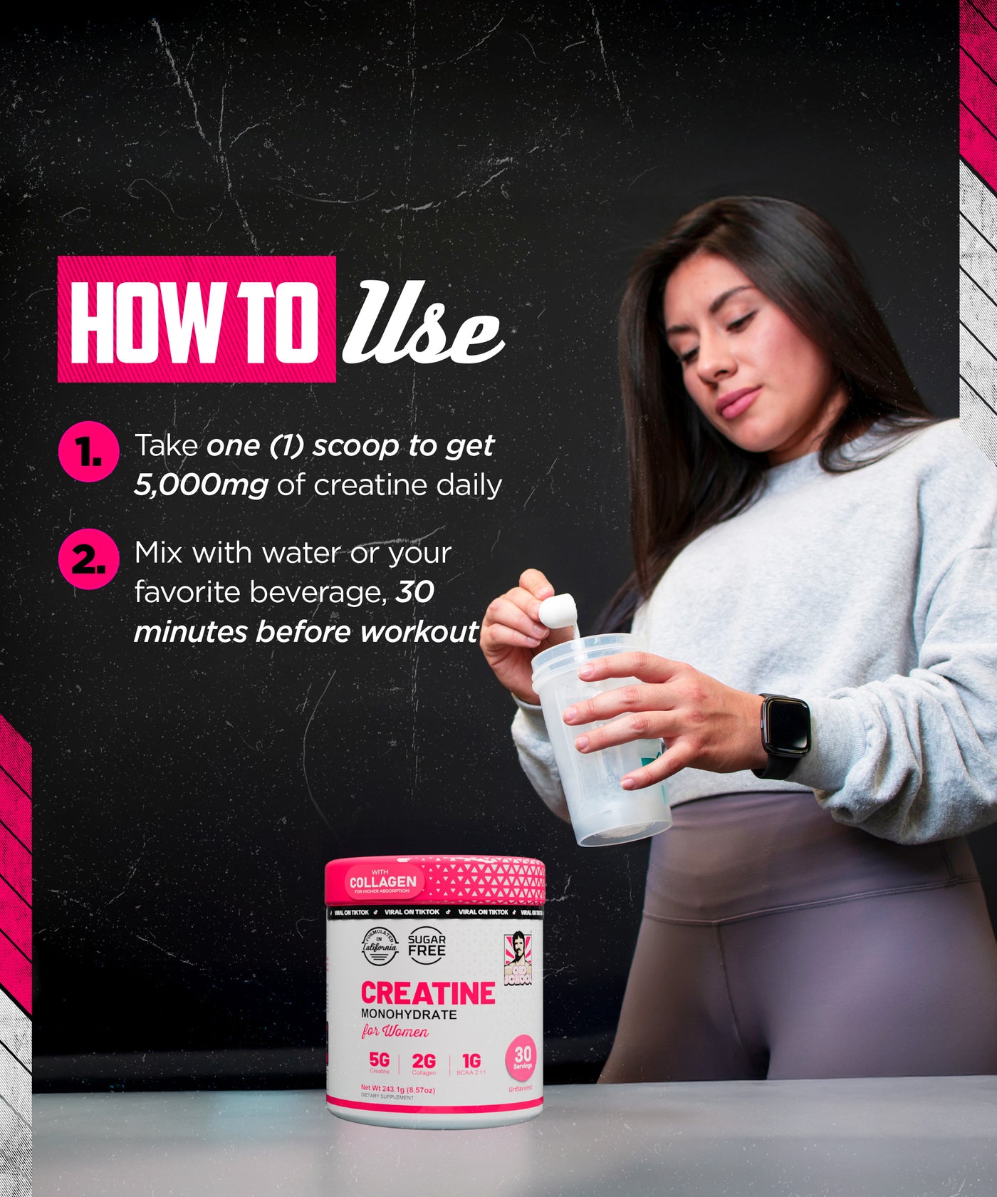 Creatine Monohydrate for Women with Collagen & BCAA | Old School Labs™